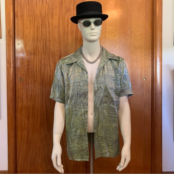 Pronti | Shirts | Vintage Party Club Shirt Crocodile Print With Sheen ...